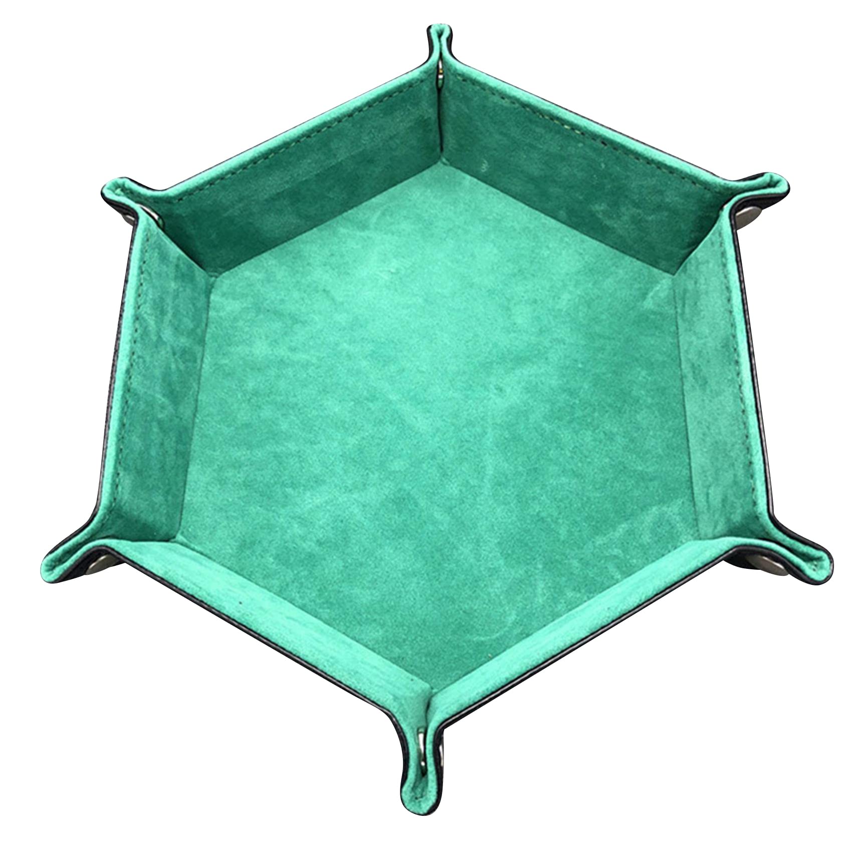 GloryMM Dice Trays Leather Folding Square Holder Portable Table Games Dice Rolling Tray Velvet Storage Box for Dice Games,Green
