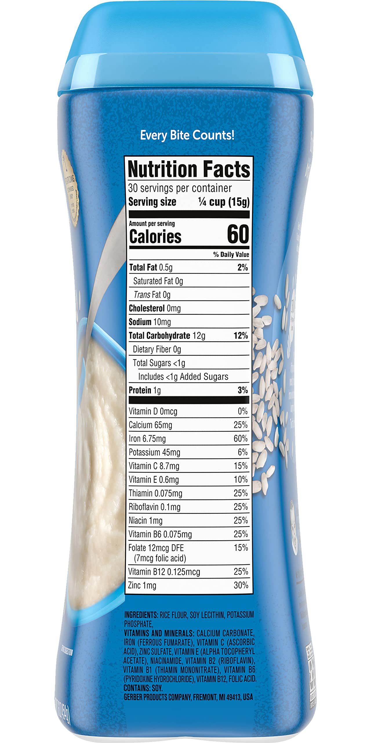 Gerber Cereal for Baby 1st Foods Rice Cereal, Made with Essential Nutrients for Supported Sitters, Non-GMO Project Verified, 16-Ounce Canister (Pack of 6)