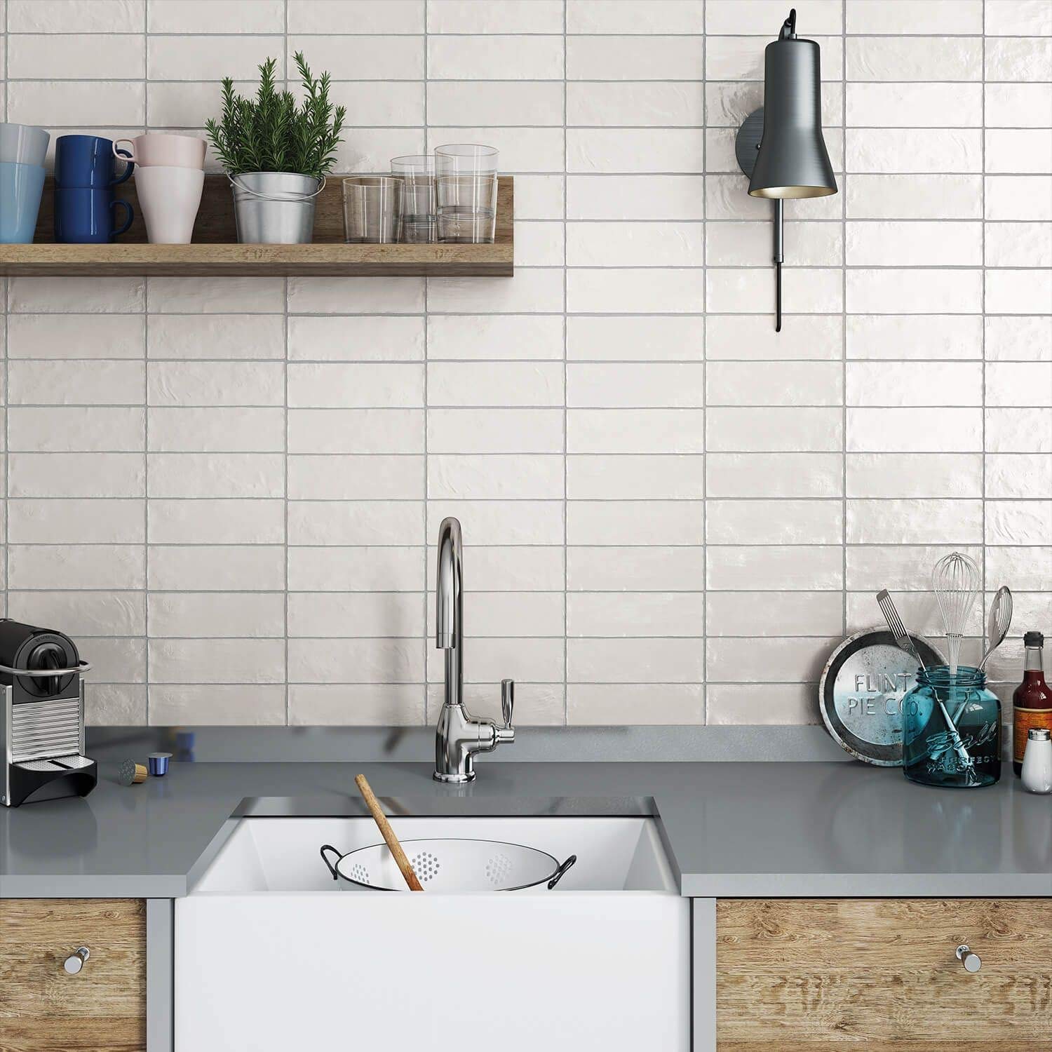 Amagansett White 2 in. x 8 in. Satin Ceramic Wall Tile (38 Pieces 5.38 Sq. Ft. / Box)