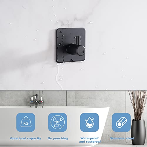 Eowihor Self Adhesive Hooks, Robe Hook, Black Towel Hook, Heavy Duty Wall Hook Waterproof Stainless Steel, Ideal for Bathroom and Bedroom 4-Packsā¦