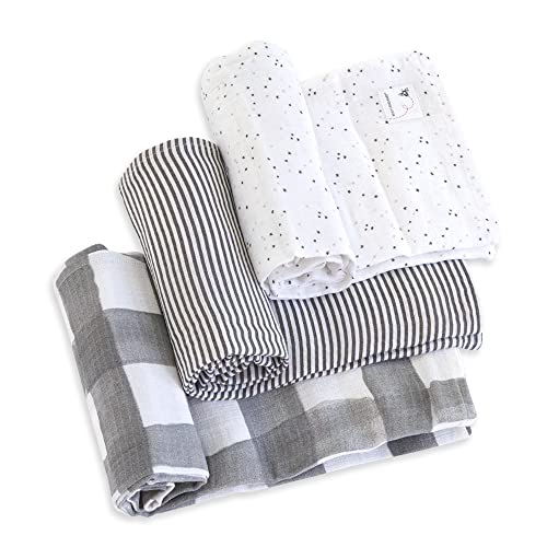 Burt's Bees Baby Unisex Baby Gift Set - Beekeeper Wearable Blanket, 3-Pack Muslin Swaddle Blankets & Plush, Organic Cotton Essentials Bundle