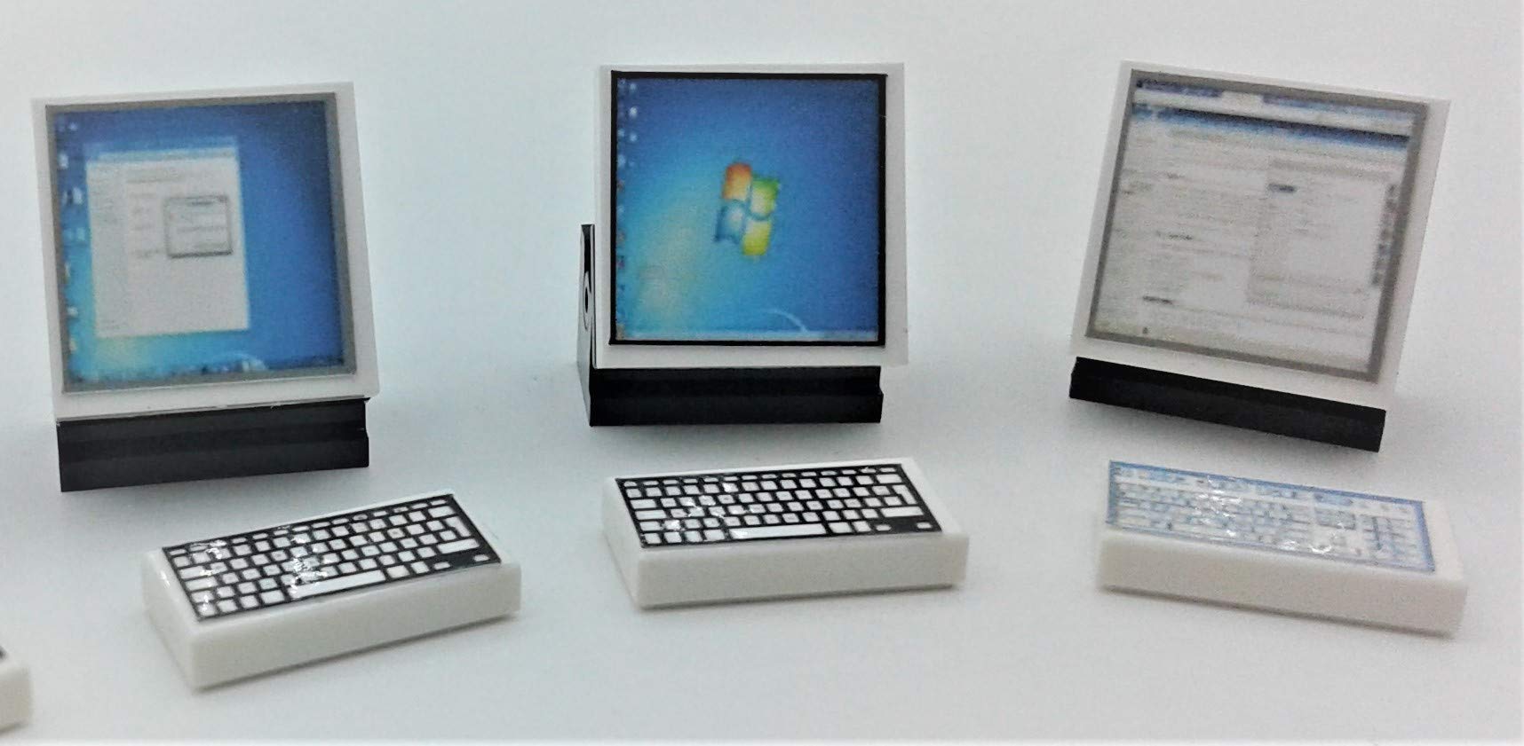Building Toys Custom Bricks Computers Office Setup Businessman. Set of 5. 2x2 Tiles & Keyboards