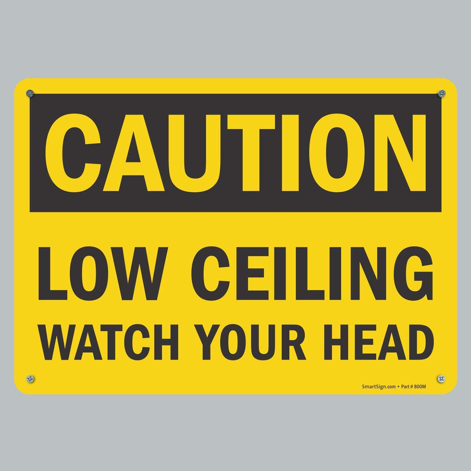 SmartSign S-5959-PL-14 "Caution - Low Ceiling, Watch Your Head" Sign | 10" x 14" Plastic