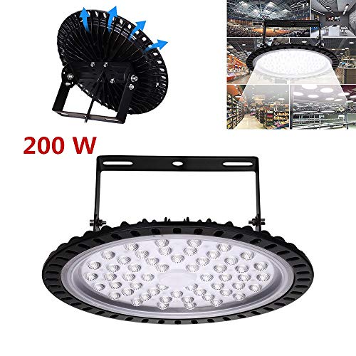 UFO LED High Bay Light, 6000-6500K, IP54, Waterproof Dust Proof, Warehouse LED Lights High Bay Lighting for Garage, Factory, Gymnasium, Basement, Parking(Newest Design )… (200W) (5 pcs)