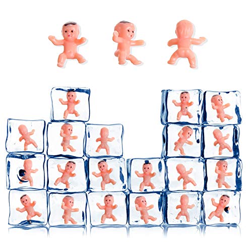 CCINEE 60 Pieces 1 Inch Mini Plastic Babies for Baby Shower Games Ice Cube Party Decorations and Table Scatter
