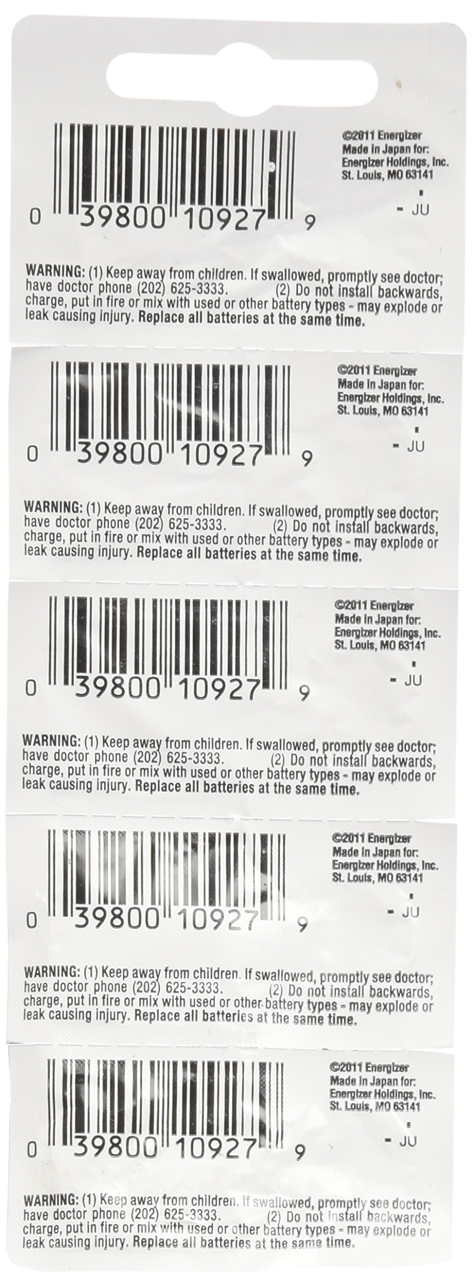Energizer SR754W 393 Silver Oxide Watch Battery 5 Pack
