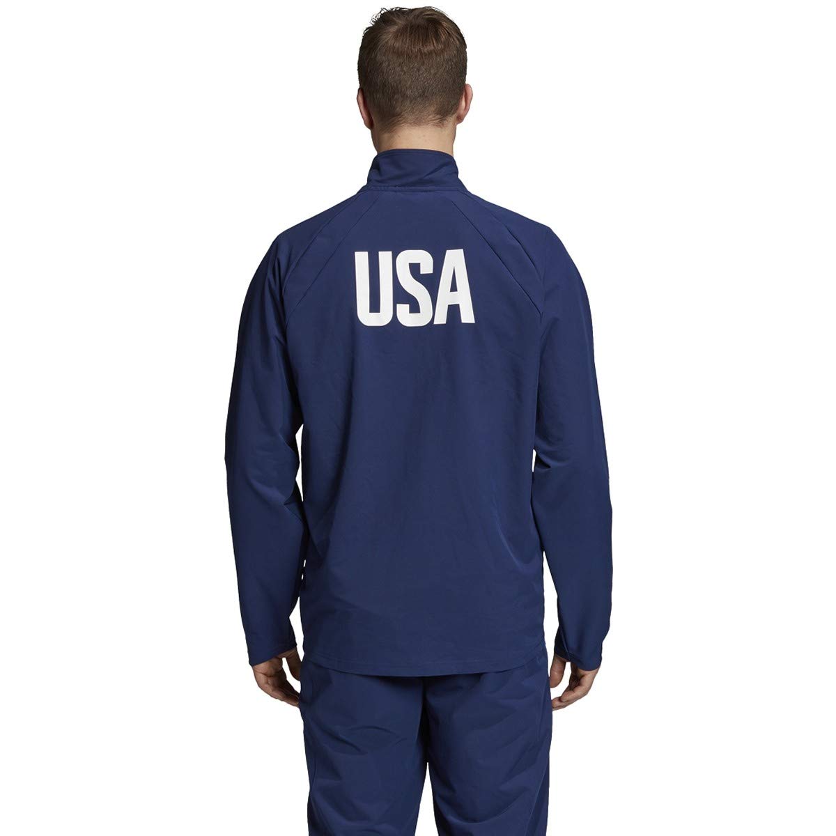 adidas Mens USA Volleyball Warm-Up Jacket Team Navy Blue/Glory Blue XS