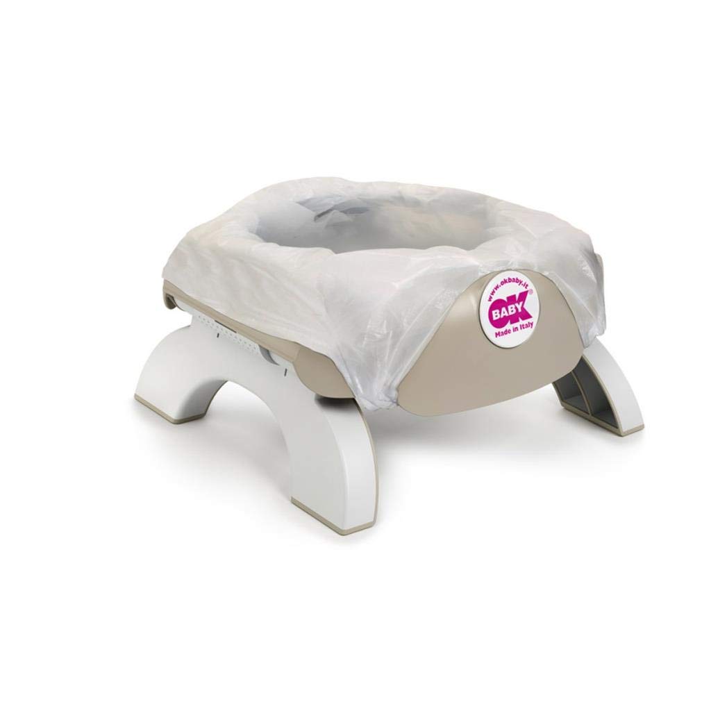 Ok Baby On The Spot 3 in 1 Travel Potty Seat - Compact & Lightweight Design - Features Non-Slip Rubber Base - Removable Inner Bowl - Toilet Training Seat for Toddlers & Children, Grey
