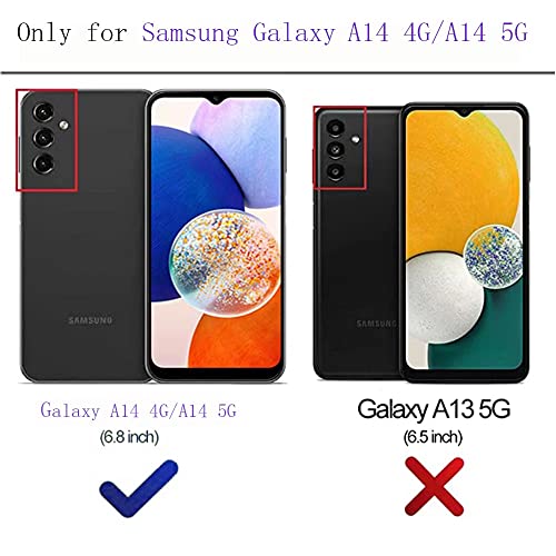 B-wishy for Samsung Galaxy A14 5G/A14 4G Glitter Crystal Butterfly Heart Floral Slim TPU Luxury Bling Cute Protective Cover with Kickstand+Strap for Samsung Galaxy A14 4G/5G(Rose Gold)