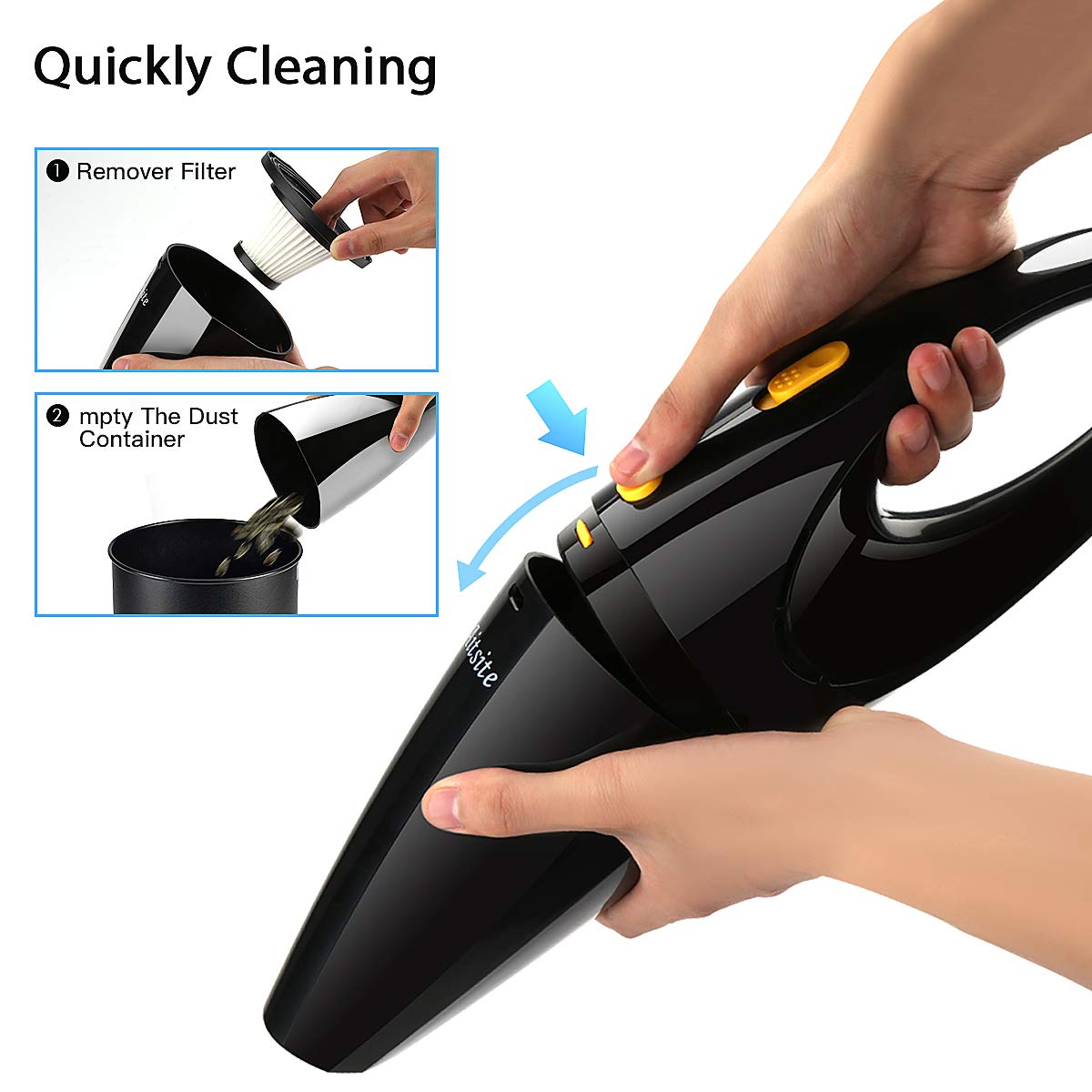 Aitsite Cordless Handheld Vacuum Cleaner 120W Powerful Portable Car Vacuum Cleaner Mini Hand Held Wet and Dry Vacuum with Rechargeable Battery