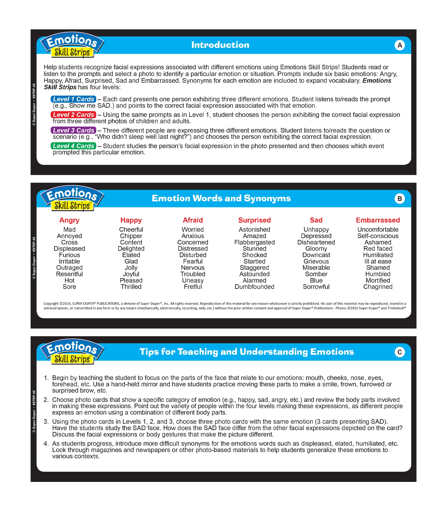 Super Duper Publications | Emotions Skill Strips® Photo Flash Cards | Educational Learning Resource for Children