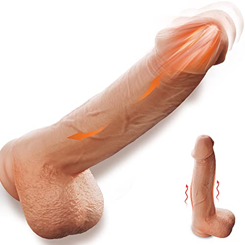 9.6" Sex Toys for Women, Realistic Dildo Vibrator with 3 Thrusting Wriggling Actions & 5 Vibration Modes,Strong Suction Cup for G-spot Anal Stimulation