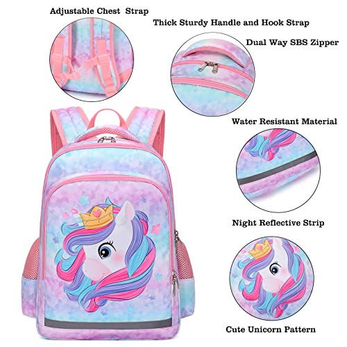 BGS BIGSUCS Girls Backpack for Kids School Backpack Preschool Kindergarten Elementary School Bag with Insulated Lunch Tote