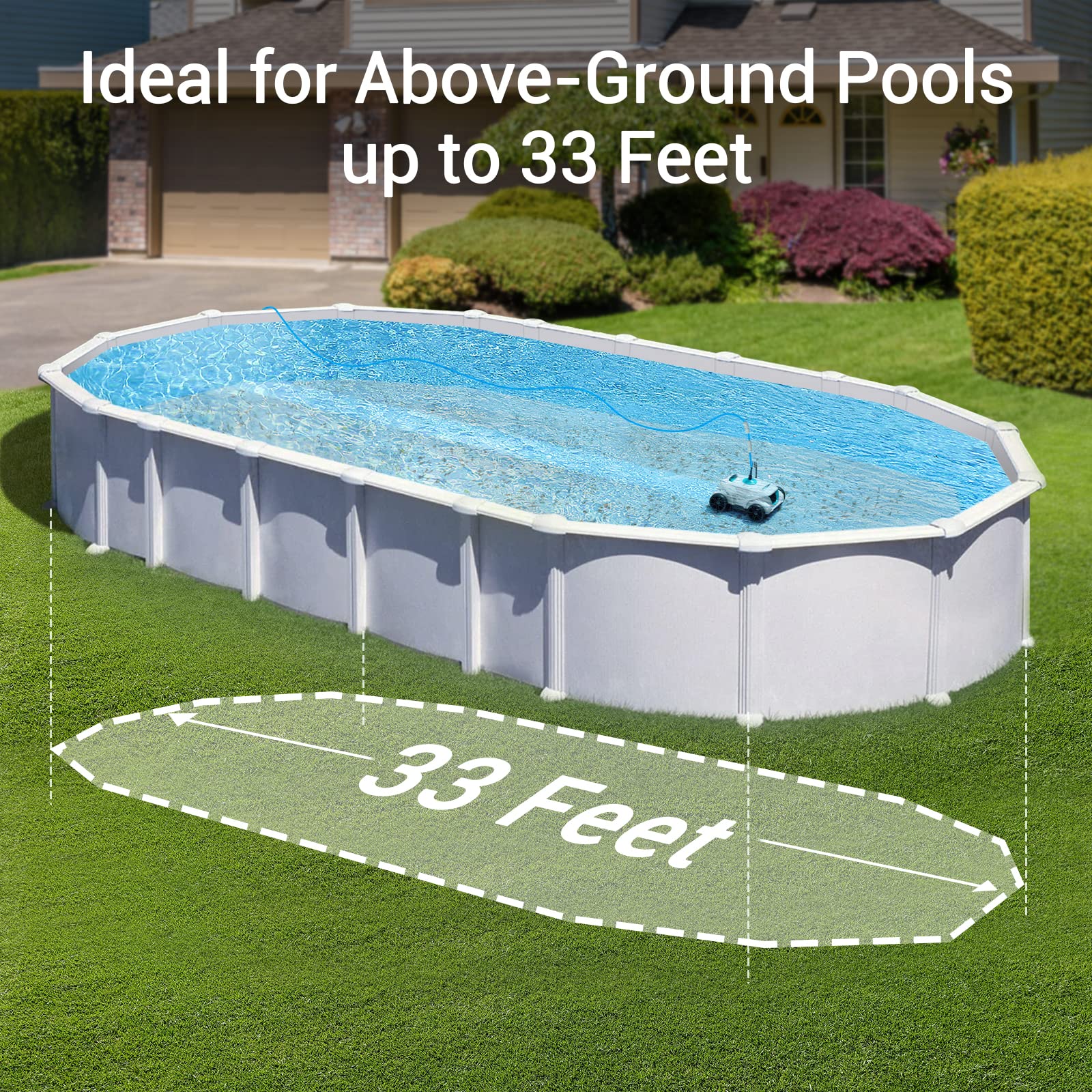 AIPER Robotic Pool Cleaner, Pool Vacuum for Above Ground Pools up to 33 Feet, Automatic Pool Vacuum with Dual-Drive Motors - Lightweight and Easy to Clean - Orca 800…