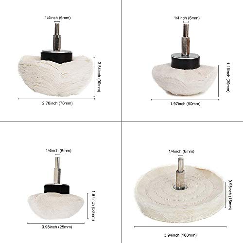 ANWTOTU Polishing Buffing Wheel for Drill - 8Pcs, Polishing Wheel Kit with 1/4 inches Hex Shafts for Manifold/Aluminum/Stainless Steel/Chrome