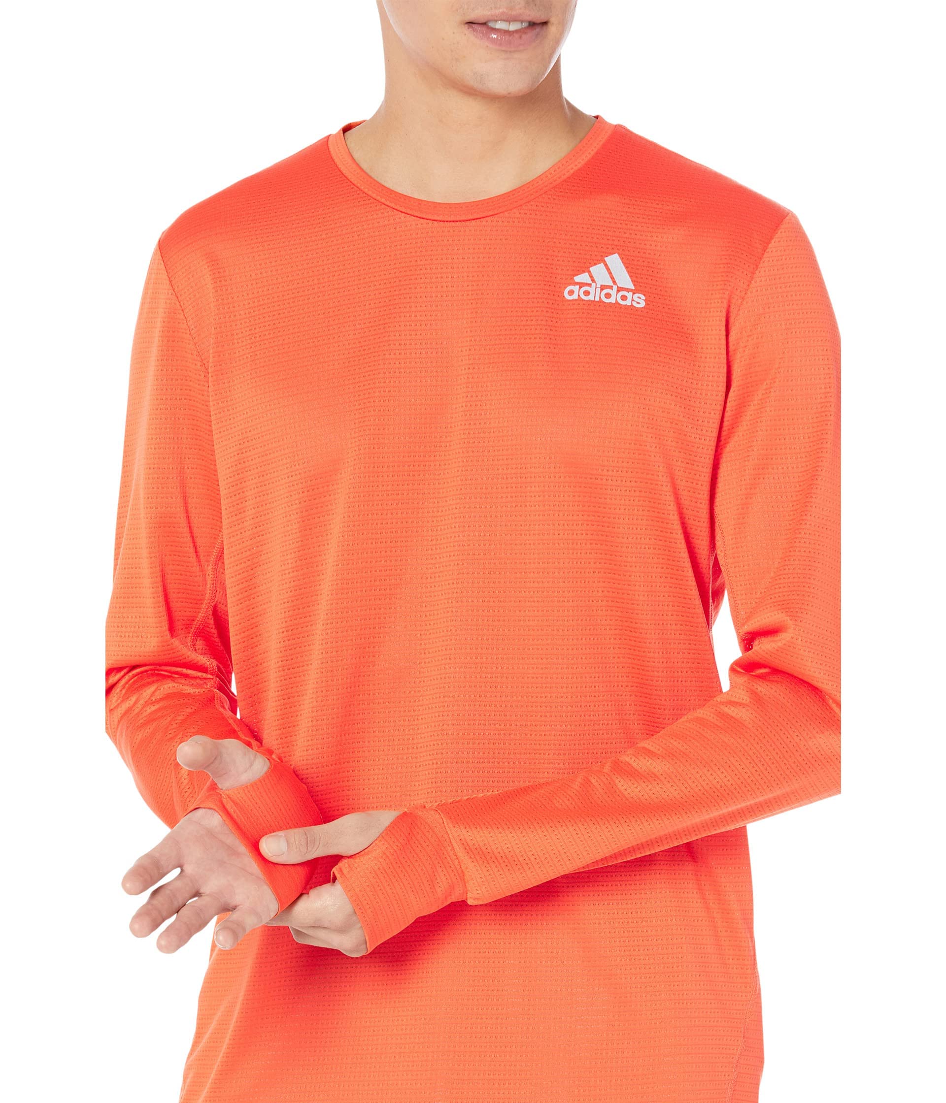 adidas Men's Own The Run Long Sleeve, Semi Impact Orange/Reflective Silver, X-Large