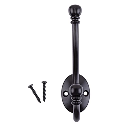UNIQANTIQ HARDWARE SUPPLY Double Prong Dark Oil Rubbed Bronze Finished Hat and Coat Hook with Ball Ends | Wall, Hall Tree, Rack Mount Vintage Coat Hooks for Hanging Garment | DL-P2669-OB (5)