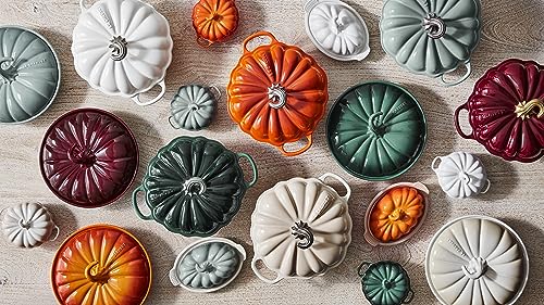 Le Creuset Stoneware Figural Pumpkin Baker with Lid, 9", Persimmon