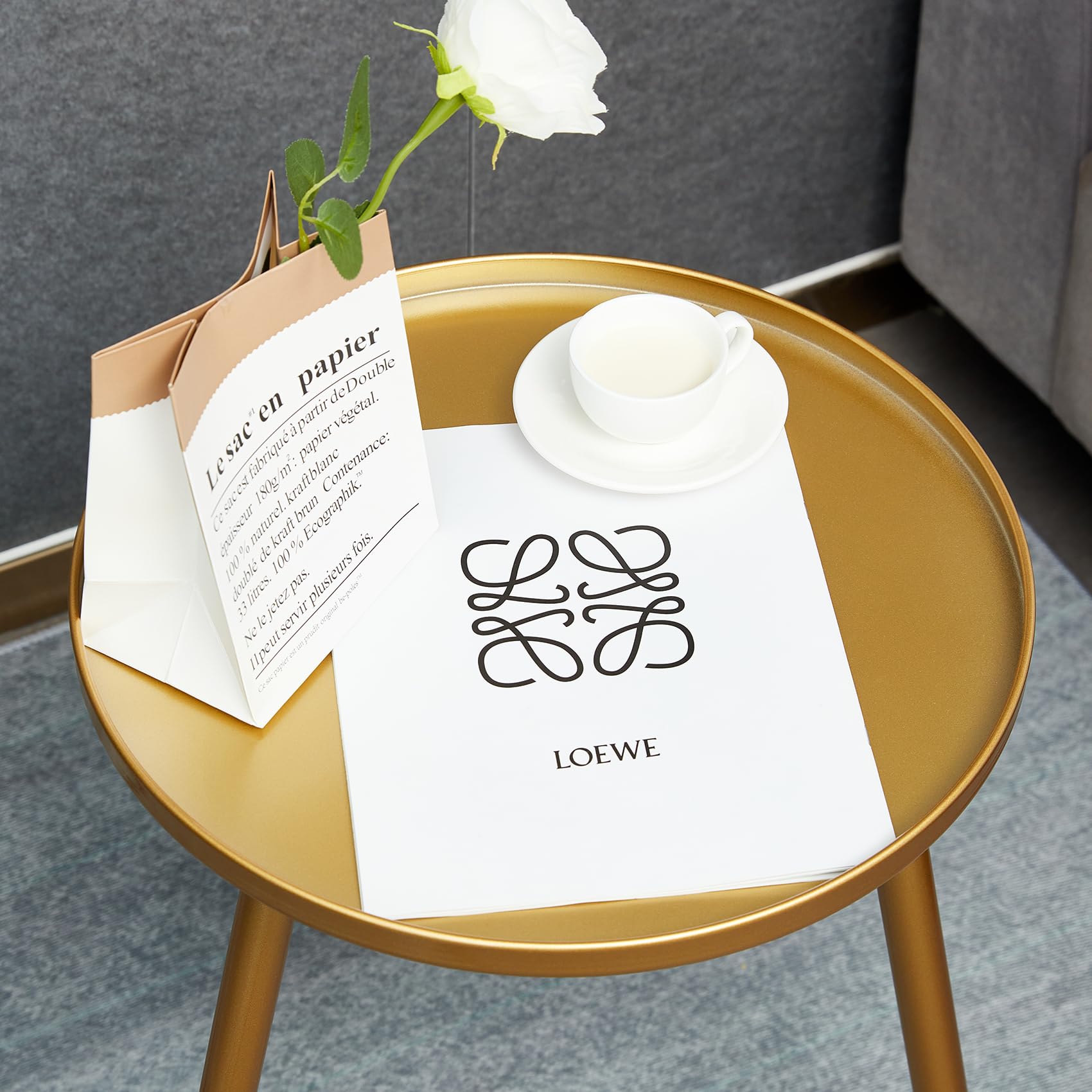 Round End/Side Tables for Living Room, Ideal for Any Room-Side Tables Living Room, Bedroom, Gold Plant Stand Balcony, Modern Coffee/Accent Table
