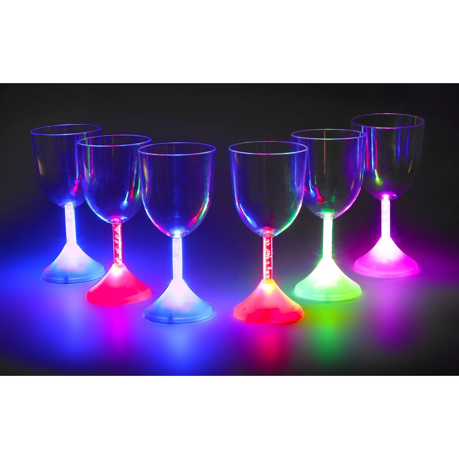 ART & ARTIFACT LED Light up White Wine Glasses Set of 6 - Plastic Wine Glasses with Stem, Outdoor Wine Glasses Unbreakable