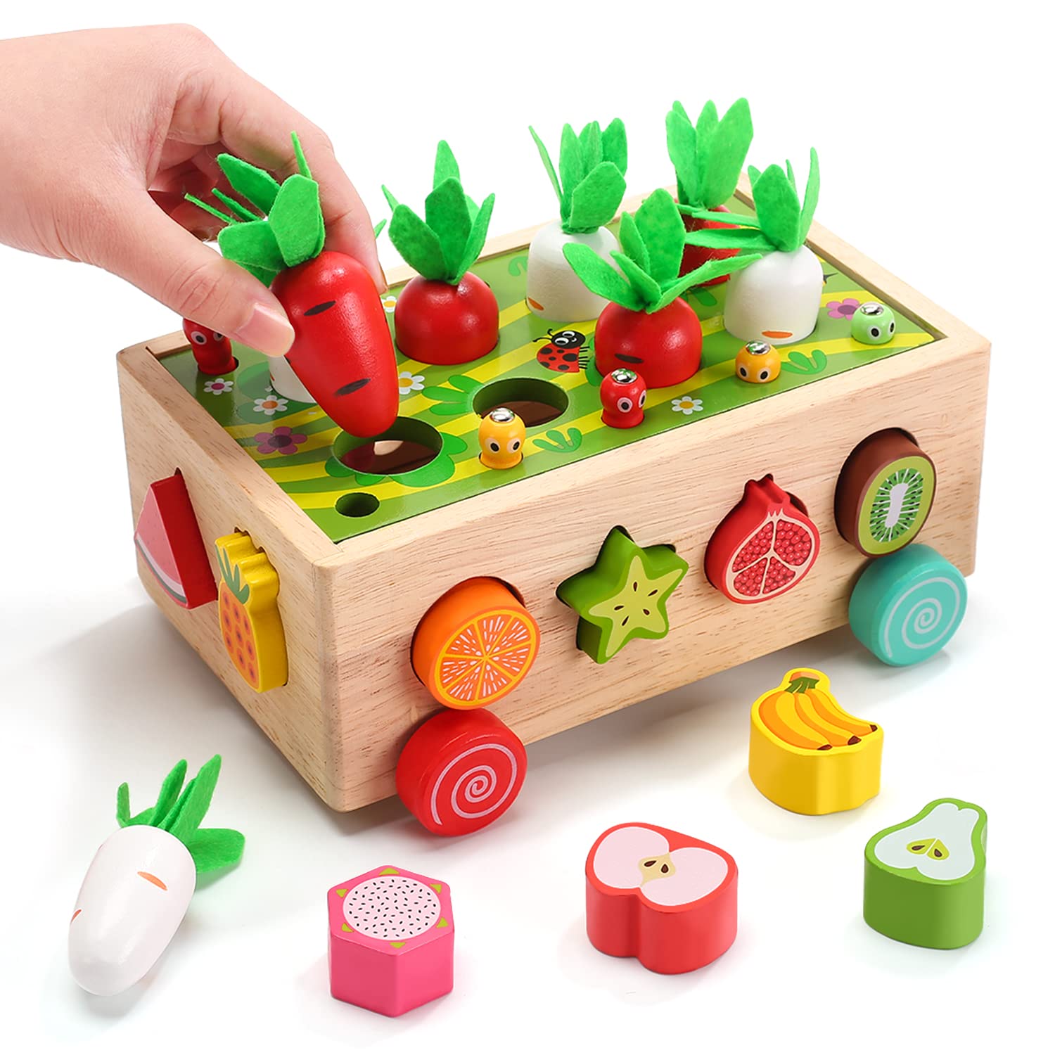 CUTE STONE Montessori Wooden Stacking Toys, Learning Sorting Toys for Toddlers, Baby, Kids, Boys and Girls