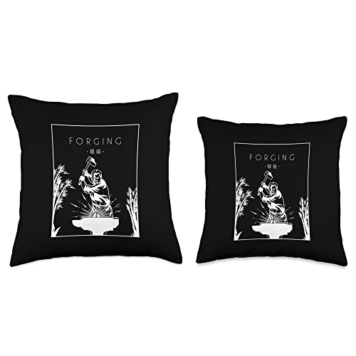 Forging Equipment Starter Kit Gifts For Beginners Chinese Hanzi Forging Anvil Hobby Legend Blacksmith Throw Pillow, 18x18, Multicolor