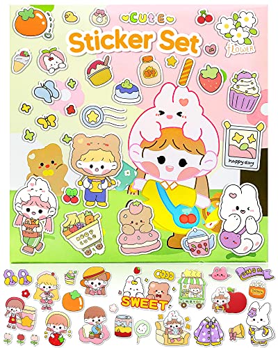 Benresive 1000 Pcs Cute Stickers for Kids, Water Bottle Stickers Kawaii Waterproof Vinyl Scrapbook Phone Laptop Stickers, 100 Sheets Journaling Aesthetic Sticker Packs for Girls Teens(Green)