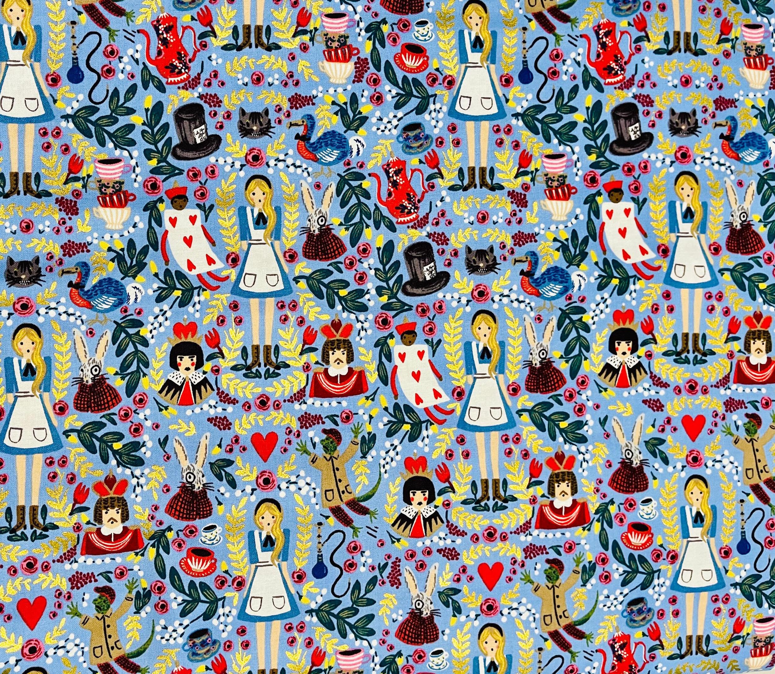 Wonderland - Rifle Paper Co - Periwinkle Metallic Fabric - Cotton+ Steel - Quilting Cotton Fabric - AB8013-002 1/2 Yard 44