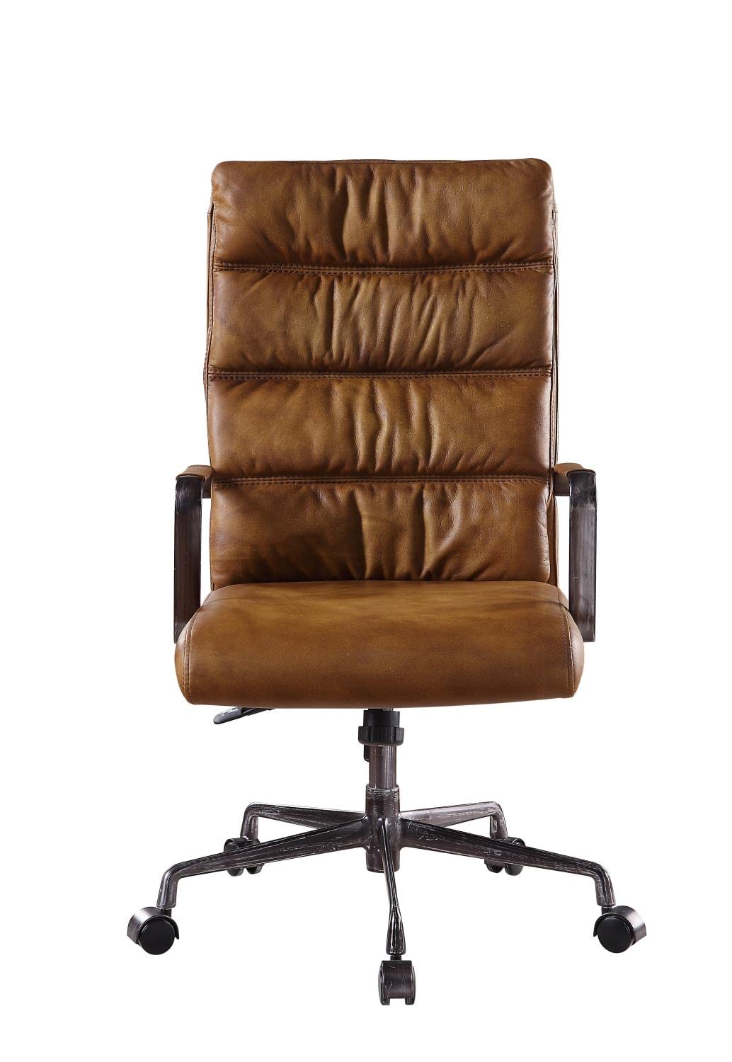 Acme Jairo Tufted Leather Upholstered Swivel Office Chair in Sahara Brown