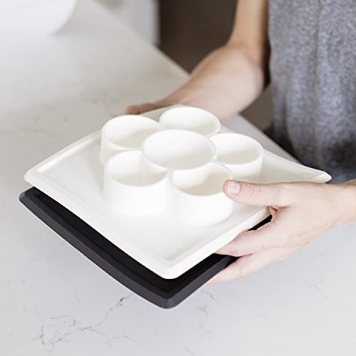 ezpz Mini Play Mat - 100% Silicone Suction Flower Plate with Built-in Placemat for Infants + Toddlers - Crafting + Snacks - Divided Plate - Dishwasher Safe (Cream)