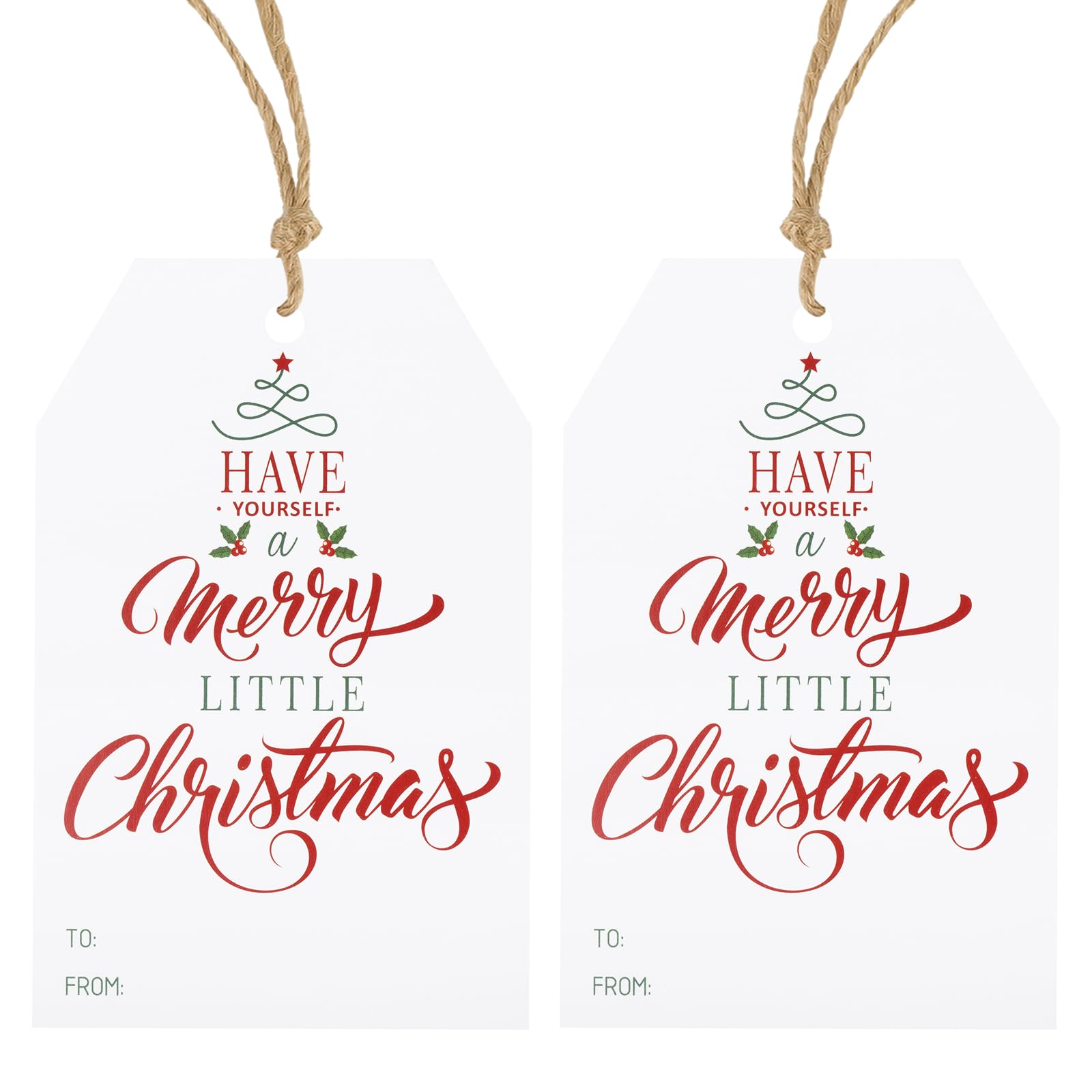 Anwyll Christmas Gift Tags,50Pcs Merry Christmas Gift Wrapping Name Tags Design with String,Xmas to from Gift Tags,Have A Merry Little Christmas Tags,Christmas Tree Tags for Presents Holiday Christmas