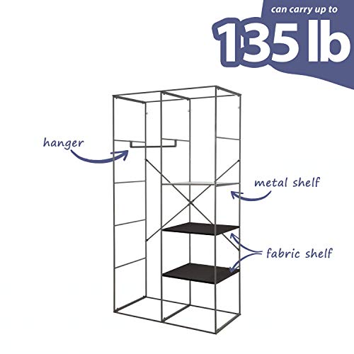 Ambesonne Golf Portable Fabric Wardrobe, Ball Ready Pattern Modern Game Hobby Player Entertainment Illustration, Clothing Organizer and Storage Closet with Shelves, 33.5", Charcoal Grey White