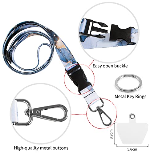 Dutyway Cell Phone Lanyard, Universal Crossbody Adjustable Detachable Neck Strap, Durable Cool Black Marble Compatible with Most Smartphones Badge Key Card Holder for Men Women (4-Piece Set)