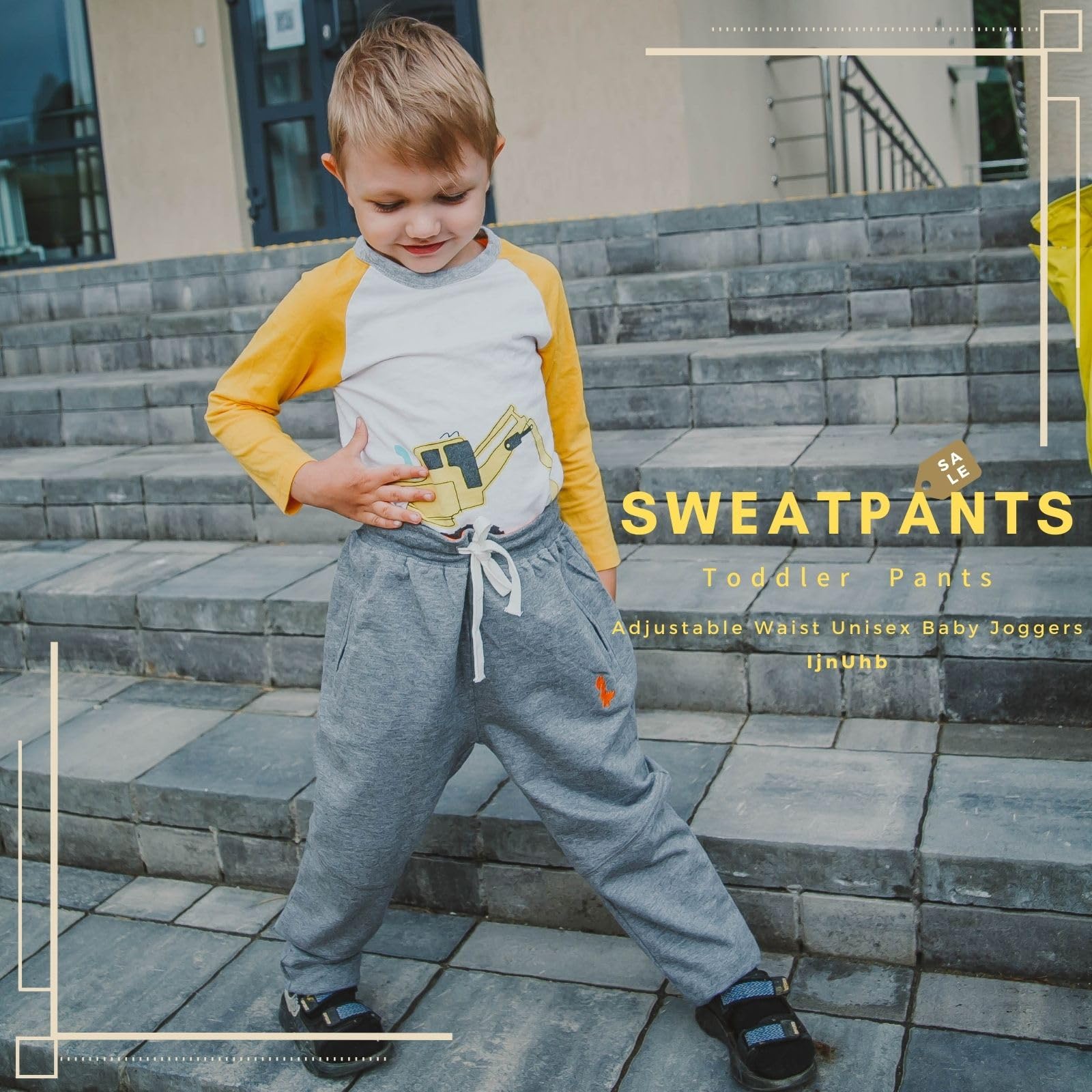 IjnUhb baby boy's,Girls 2-Pack Pants, Toddler Cotton Pull on Jogger, Kids Dinosaur Drawstring Elastic Sweatpants(Light Dark 4T)