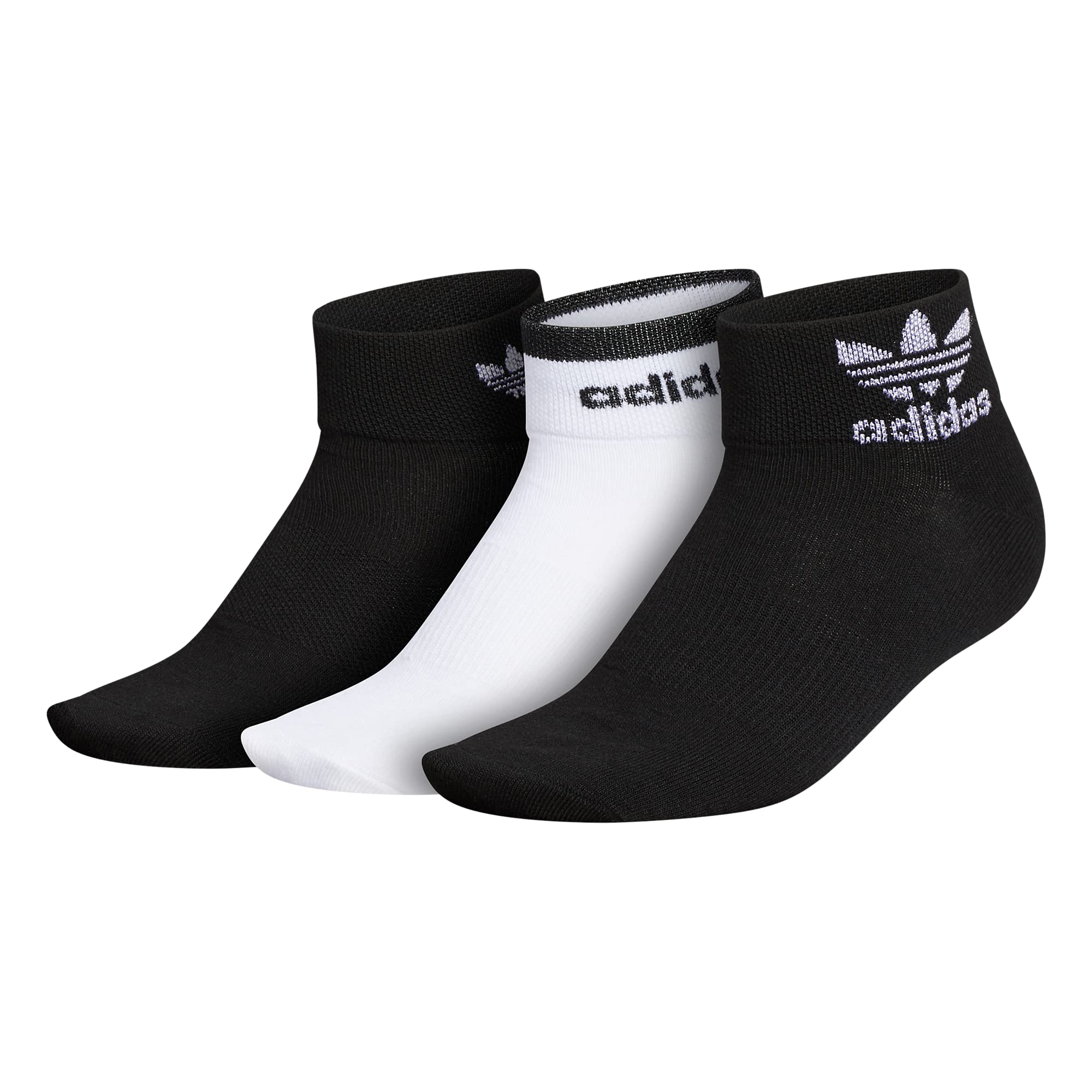 adidas Originals Women's Originals Trefoil Shine 3-Pack Low Cut, Black/White, Medium