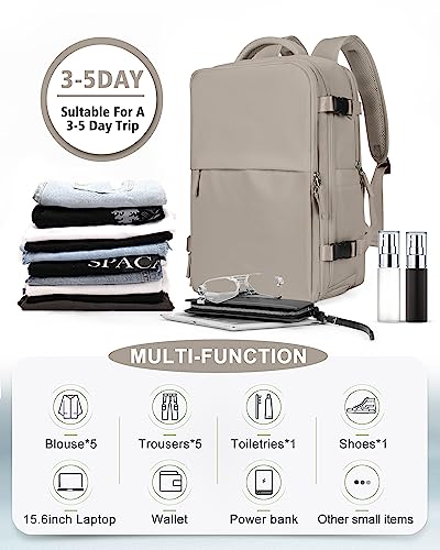 bergsalz Brown Travel Backpack Essentials For Women Men Airline Approved Personal Item Travel Bag Carry On Bag Gym Waterproof Backpack Purse College Laptop Bag