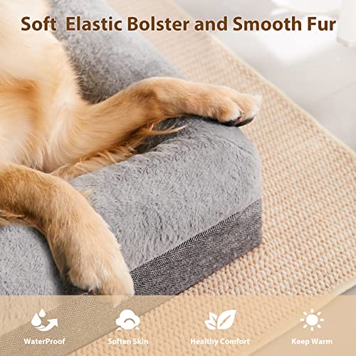 BFPETHOME Sofa Dog Beds for Large Dogs, Washable Large Dog Bed with Bolster, Orthopedic Large Dog Beds with Removable Covers & Waterproof Dog Bed for Pet