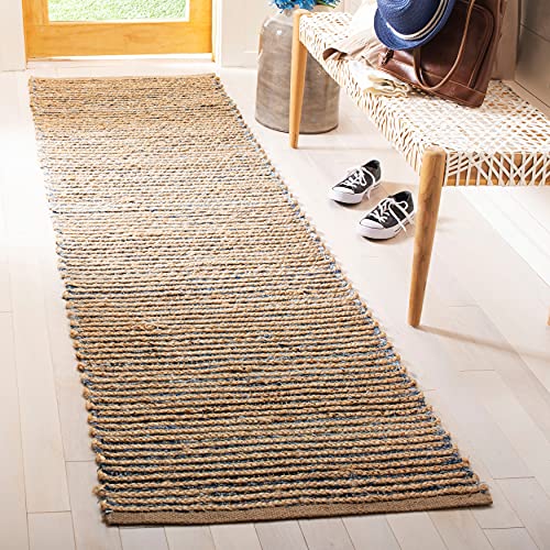 SAFAVIEH Cape Cod Collection Accent Rug - 3' x 5', Natural & Multi, Handmade Boho Braided Stripe Jute, Ideal for High Traffic Areas in Entryway, Living Room, Bedroom (CAP307B)