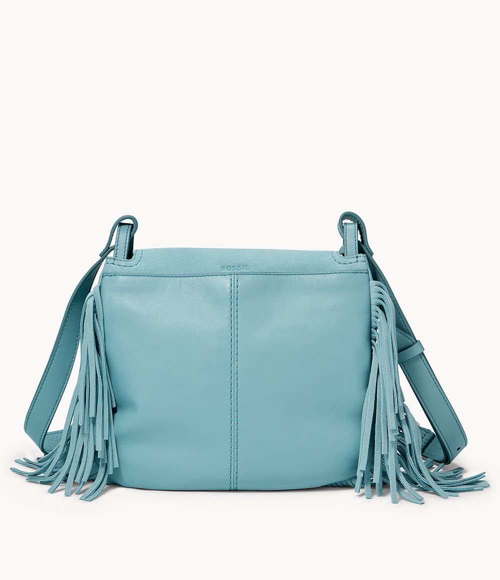Fossil Women's Gigi Leather Flap Crossbody Purse Handbag, Turquoise