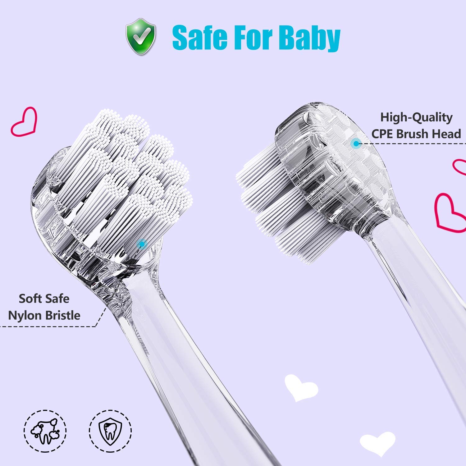 DADA-TECH Baby Electric Toothbrush Blue Ages 0-3 Years, Kids Electric Toothbrush Rechargeable Yellow Ages 3+