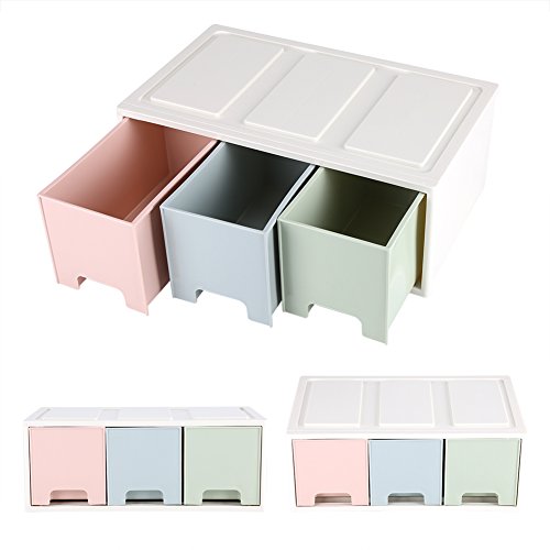 Stacking Storage Drawer, Plastic Storage Box Multi Grids Multifunctional Storage Container for Office Living Room Kitchen Bathroom(Triple-High)