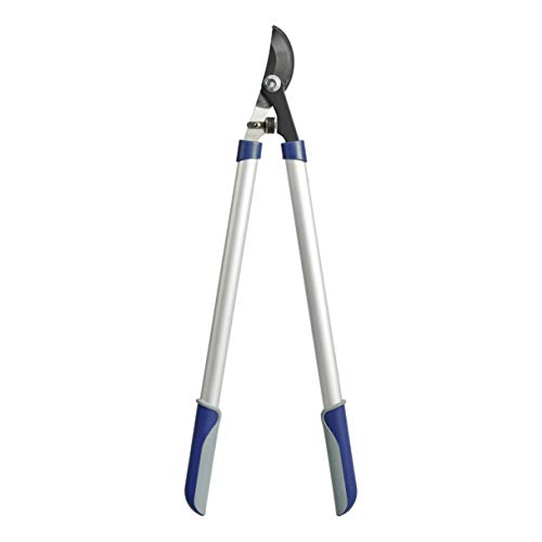 Amazon Basics Garden Tool Collection - Bypass Lopper, Tree Trimmer, With Carbon Steel non-Stick Coating Blade, Aluminum tube handle with Comfort Grips 28'', White