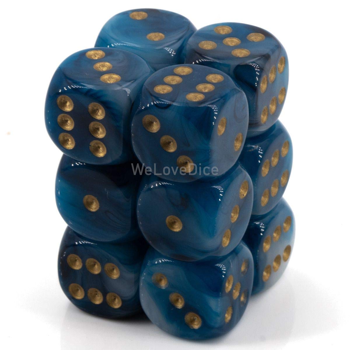 Chessex DND Dice Set-Chessex D&D Dice-16mm Phantom Teal and Gold Plastic Polyhedral Dice Set-Dungeons and Dragons Dice ludes 12 Dice β D6, Various (CHX27689)