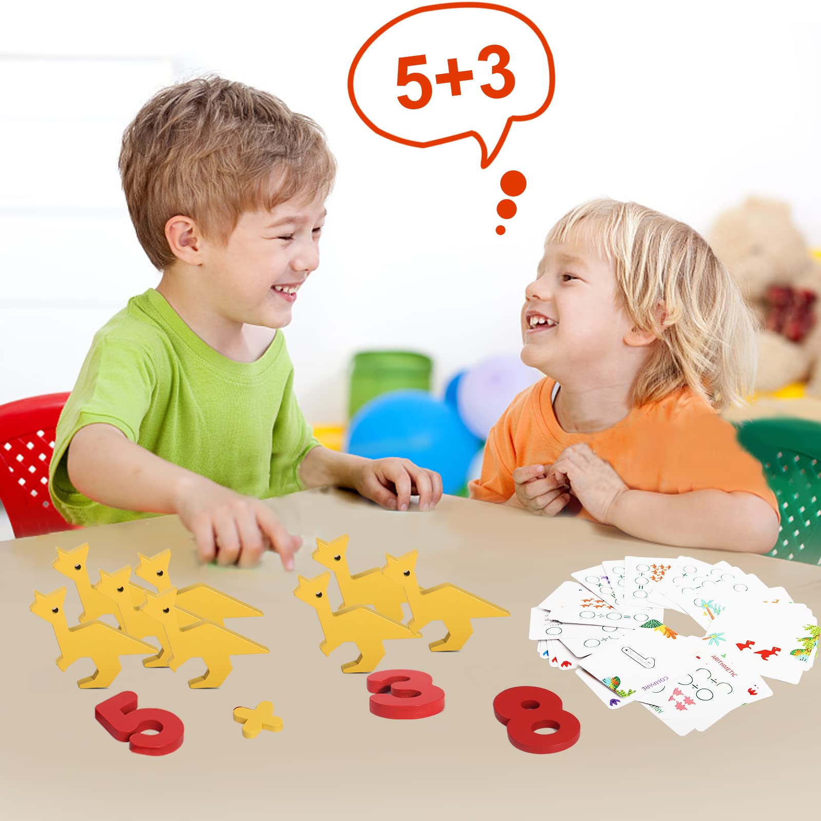 Counting Dinosaurs Toys with Matching Sorting Cards, Preschool Educational Toy for Matching, Counting and Sorting School Supplies Learning Activities Kids Age 4 5 6 7 Girls Boys Birthday Gift