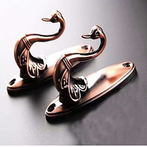 Byrub Swan Art Zinc Alloy Metal Hook Multi-Purpose Wall Coat Hook Curtain Back Hook Hook Rack Drying Rack Wall Hook (RedSwan)