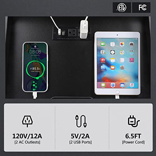 farexon Nightstand with Charging Station and USB Ports,Nightstand with Storage Drawer and Shelf, Small Bedside Table,End Table Night Stand for Bedroom(1 PCS, Black)