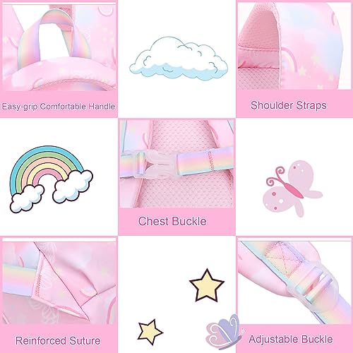 BYXEPA Girls Backpack, 16.5 * 13.5 * 7 inches School Backpack for Girls, Lightweight Kids Backpack with Compartments, Kids' School Book Bag for Elementary Student (Pink)