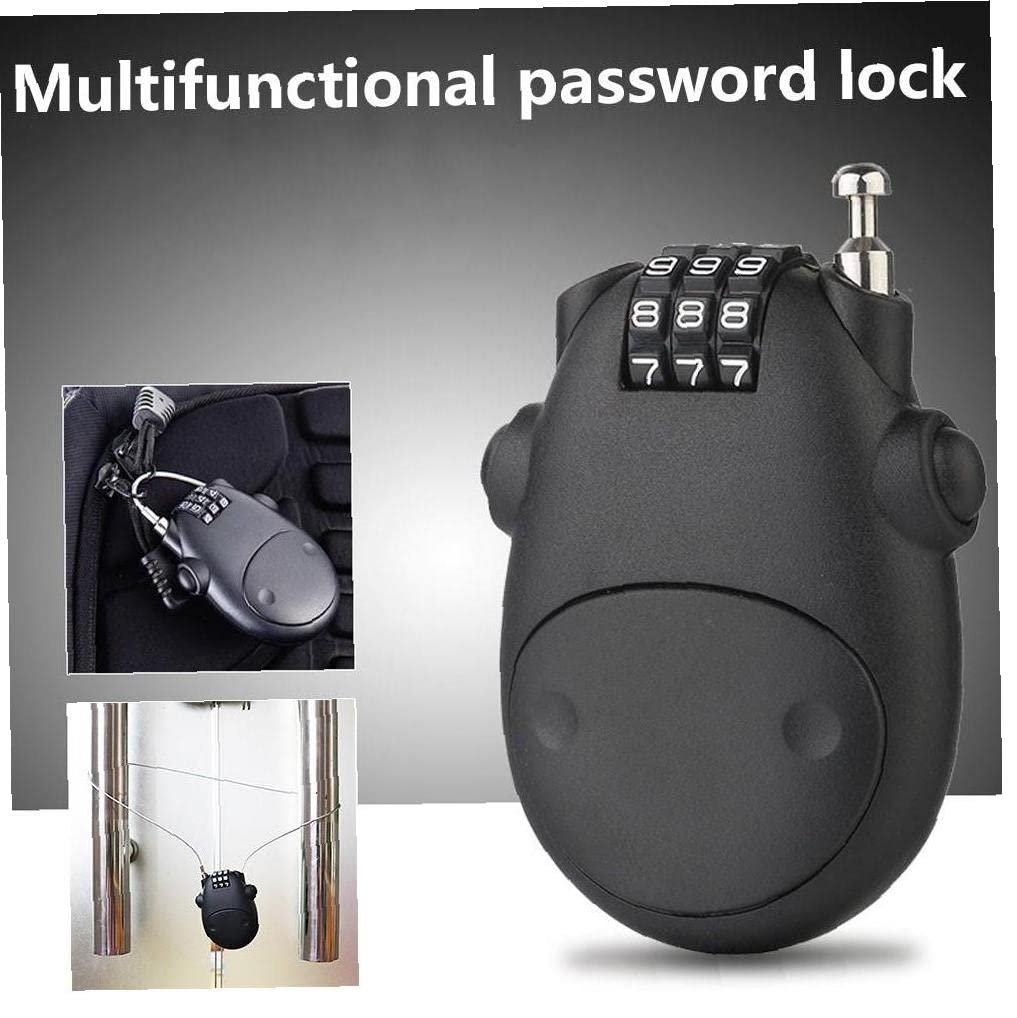 80cm Retractable Cable Bike Lock Anti-Theft Luggage Locks Mini Lock 3 Digit Combination Number Padlock for Suitcases Bicycle