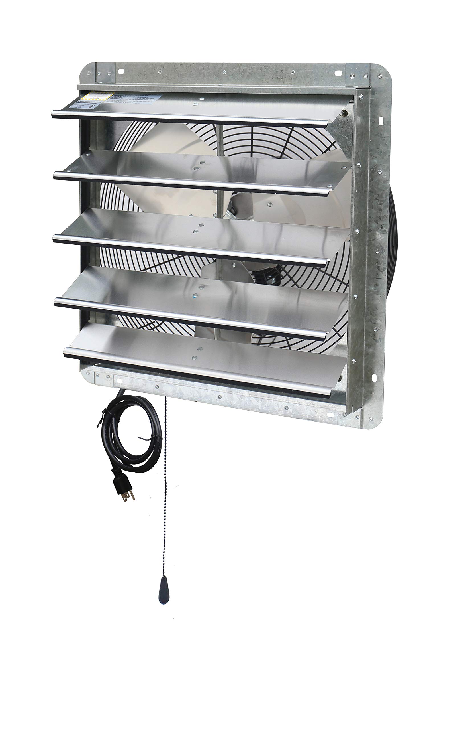 iLiving Wall Mounted Shutter Exhaust Thermostat Control-3 Speeds Vent Fan for Home Attic, Shed, or Garage Ventilation, 3368 CFM, 5000 SQF Coverage Area, 20" - Variable, Silver