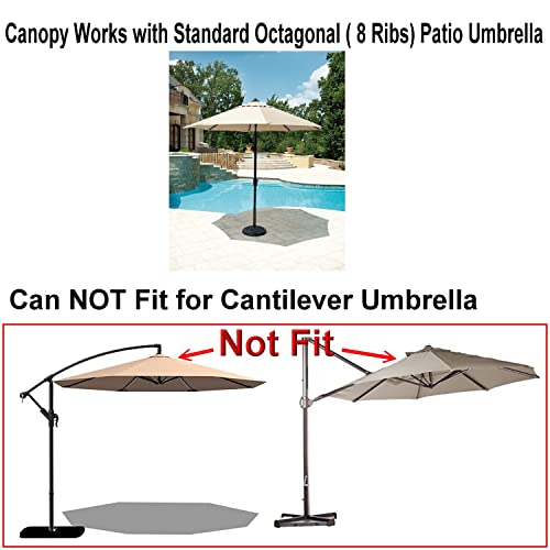 Bayside21 11ft Patio Umbrella Replacement Canopy Market Umbrella Top Outdoor Umbrella Canopy with 8 Ribs,Vented Canopy, Heat Transfer Print Polyester Fabric,Faded Resistant and Sun Protection UPF 50+(Black White Stripe